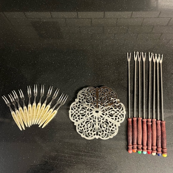 Dining | Vintage Fondue Forks Relish Forks Trivet 2 Piece Bundle | Poshmark